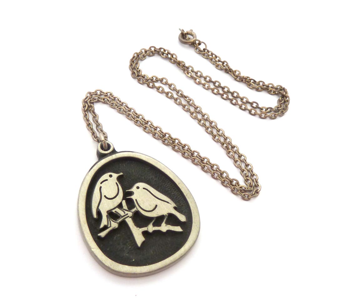 Vintage Large R. Tennesmed Sweden Robin Bird Design Pewter Pendant and ...