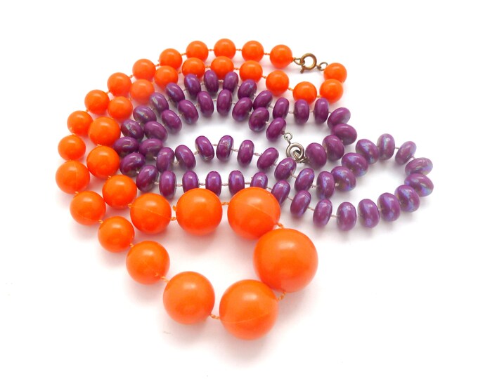 Two Vintage Vibrant Beaded Plastic Pop Retro Style Short Length ...