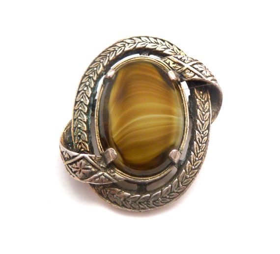 Vintage Scottish Sash Style Brooch With Marbled Porph… - Gem