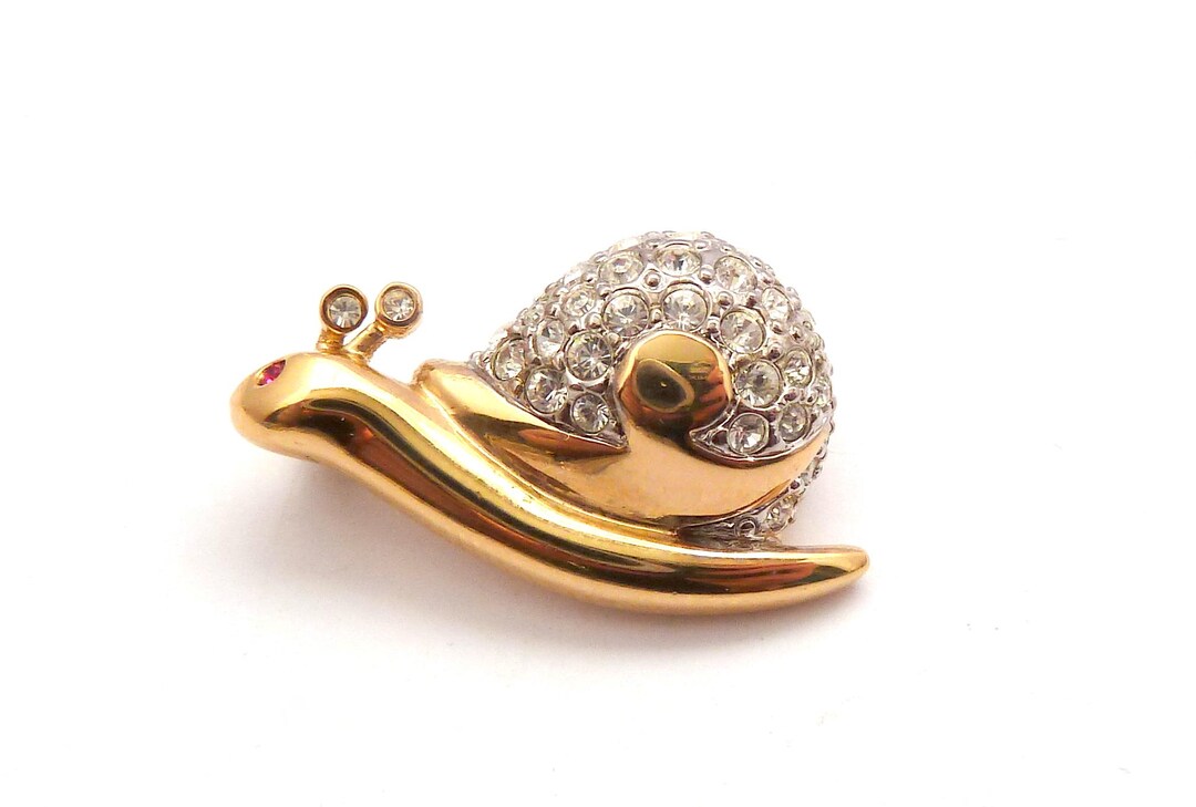 Vintage Ciro Small and Dainty Snail Design Rhinestone Detailed Brooch ...