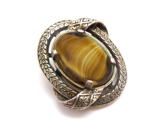 Vintage Scottish Sash Style Brooch With Marbled Porph… - Gem