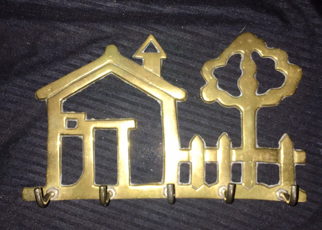 Brass House Key Hook Vintage Key Storage Kitchen Cottage - Etsy