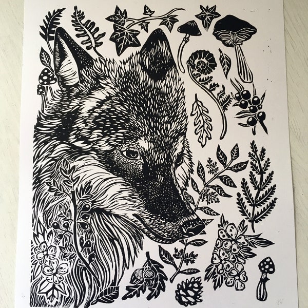Linocut Animals - Etsy UK