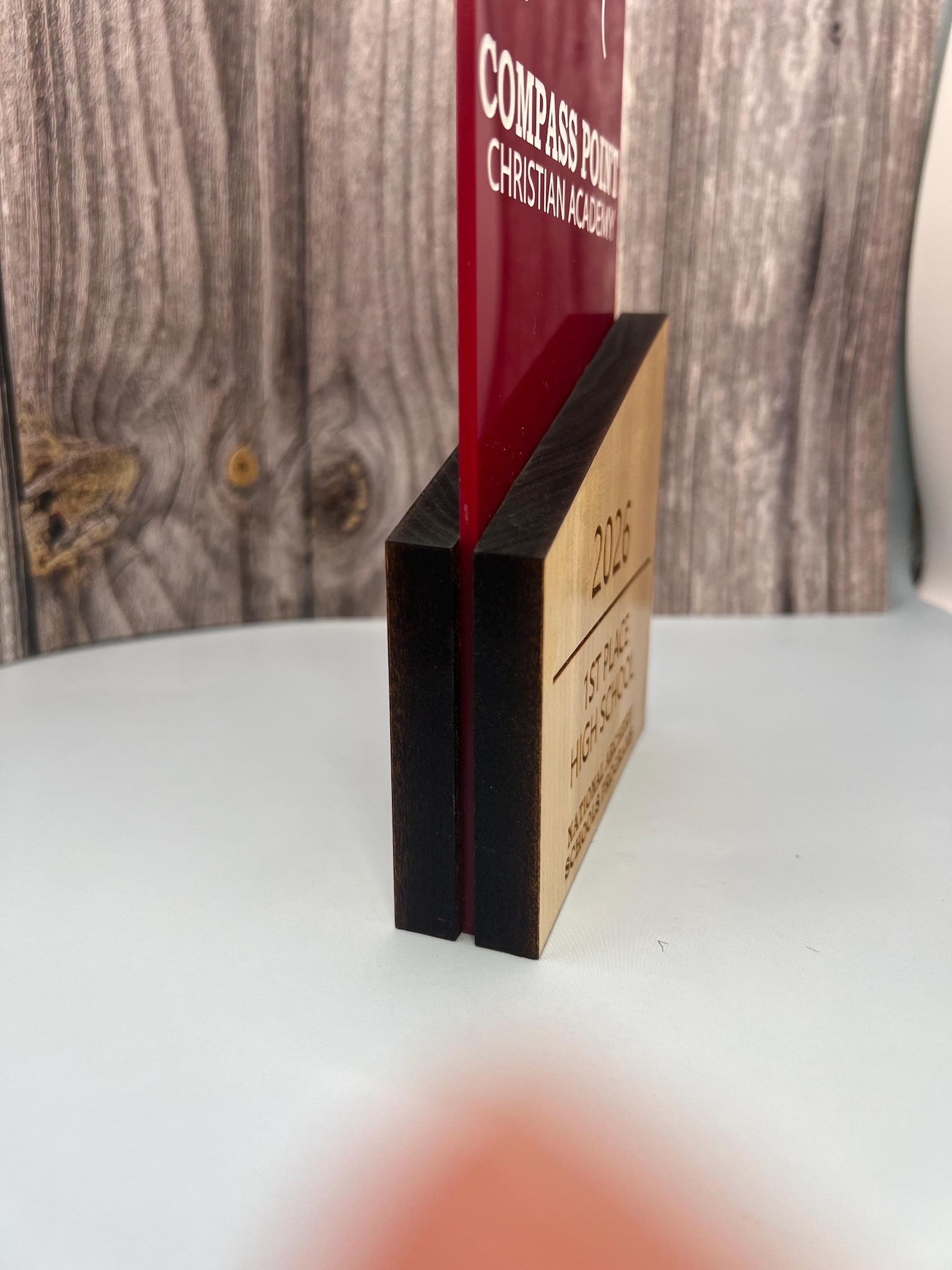 Acrylic and Wood Trophy . Laser Engraved . Hand Finished . Awards . - Etsy