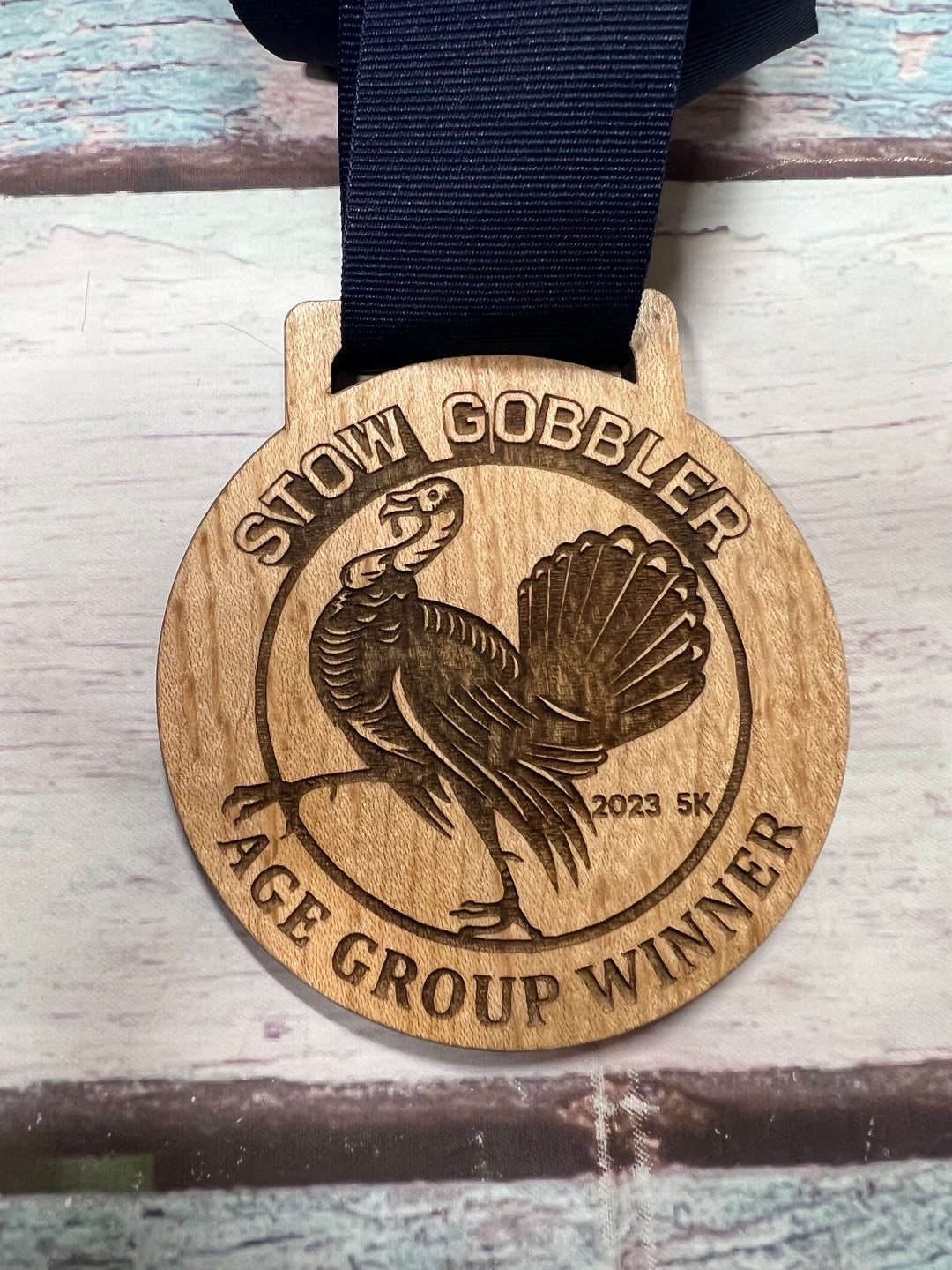 Custom Design . Wood Medal . 5K . Laser Engraved . - Etsy