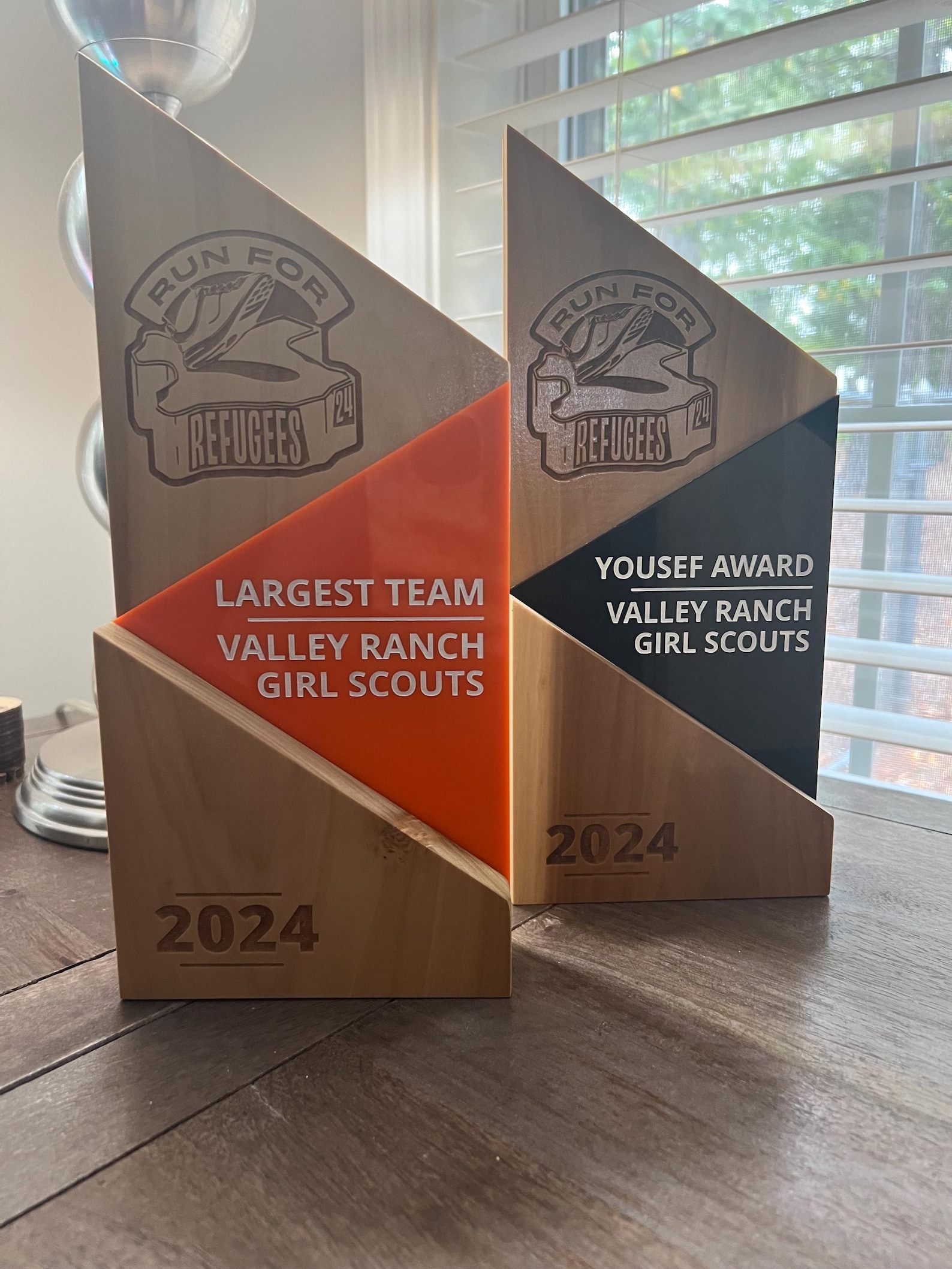Acrylic and Wood Trophy . Laser Engraved . Hand Finished . Awards . - Etsy