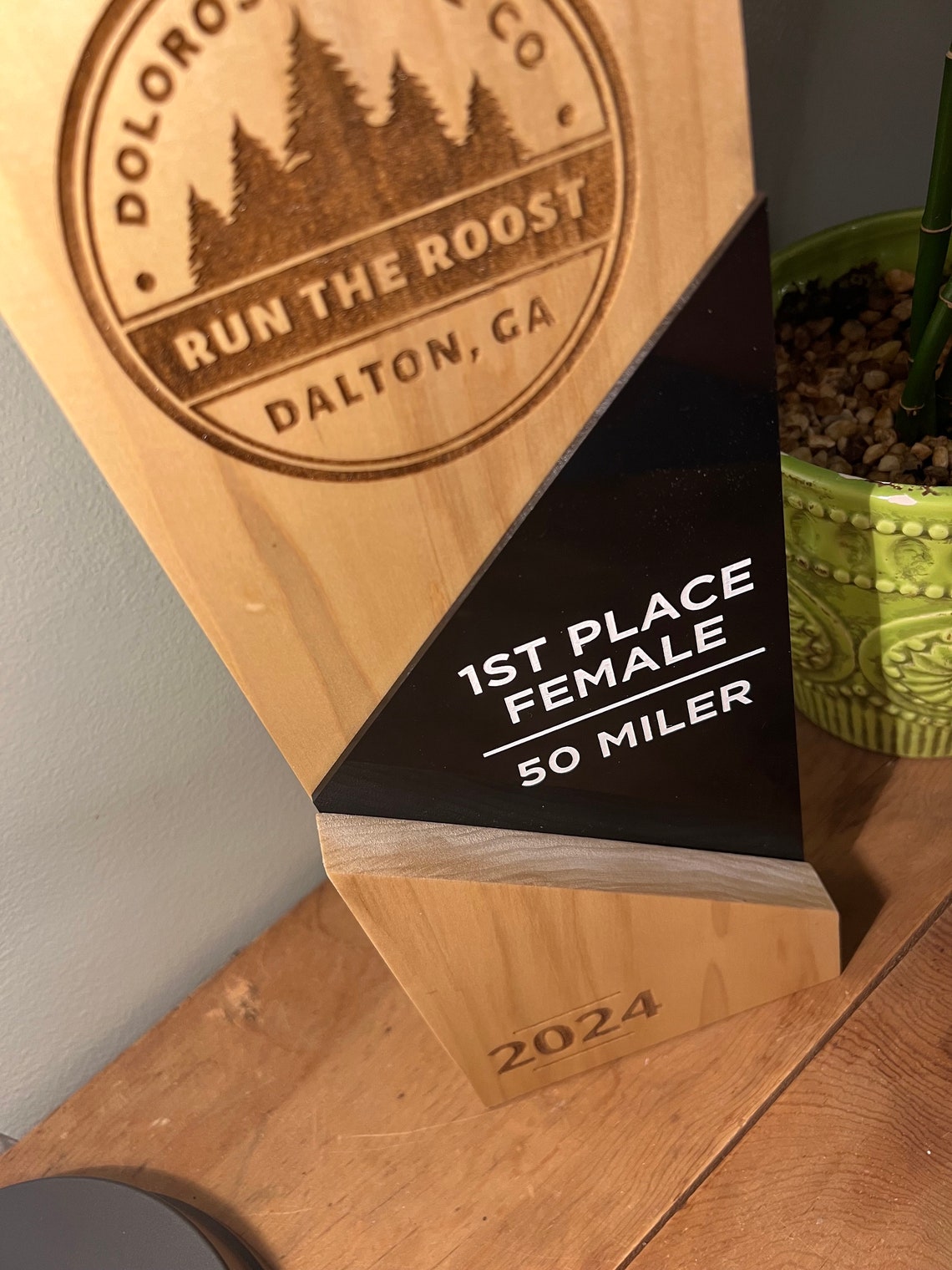 Acrylic and Wood Trophy . Laser Engraved . Hand Finished . Awards . - Etsy