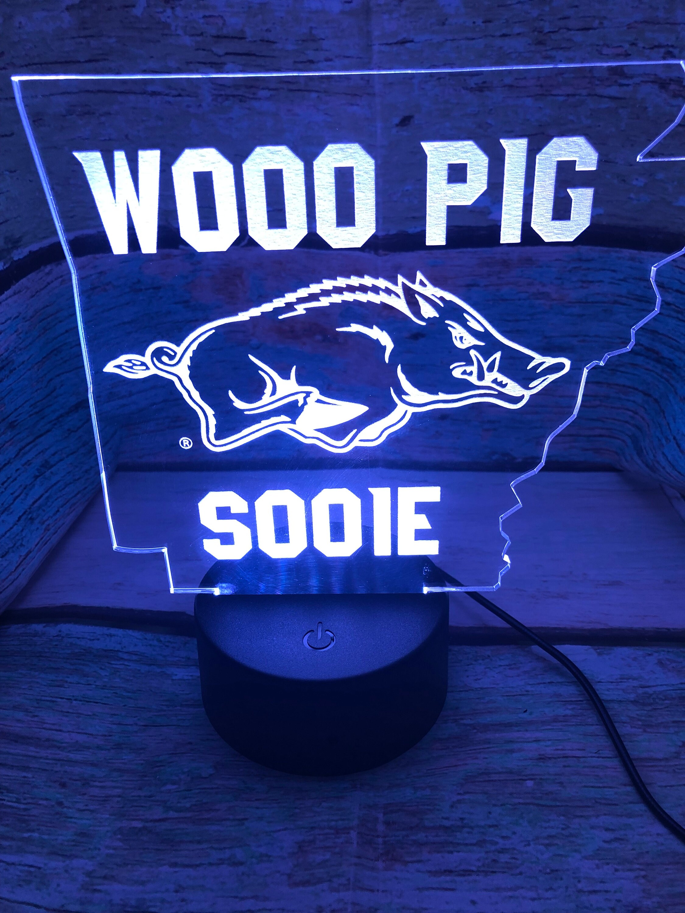 Arkansas Shape . Wooo Pig Sooie . Razorbacks . LED Desk Light . - Etsy