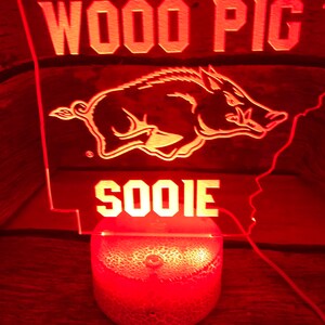 Arkansas Shape . Wooo Pig Sooie . Razorbacks . LED Desk Light . - Etsy