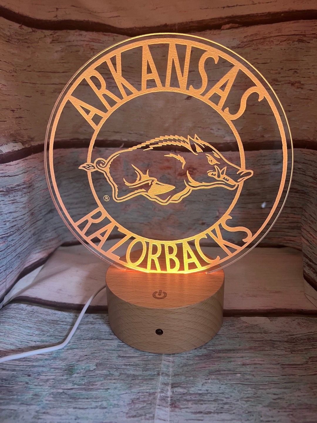 Round . Arkansas . Razorbacks . LED . Desk Light . - Etsy