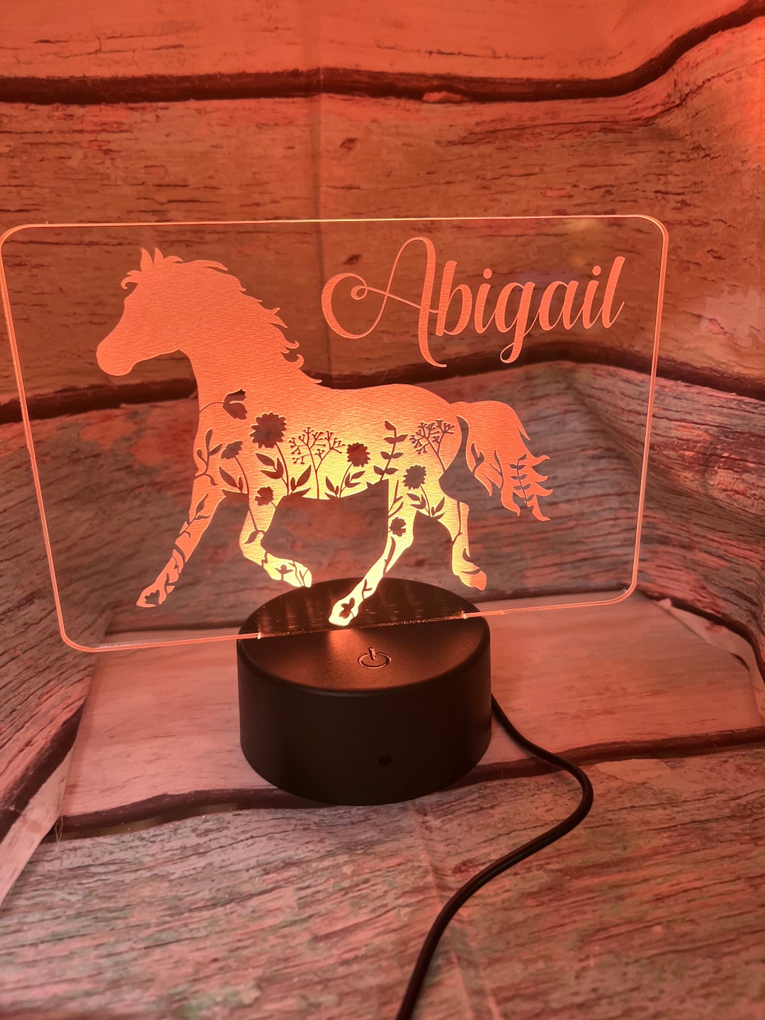 Floral Personalized Horse LED Light - Etsy