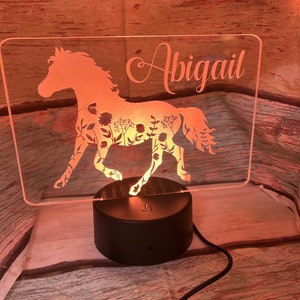 Floral Personalized Horse LED Light - Etsy
