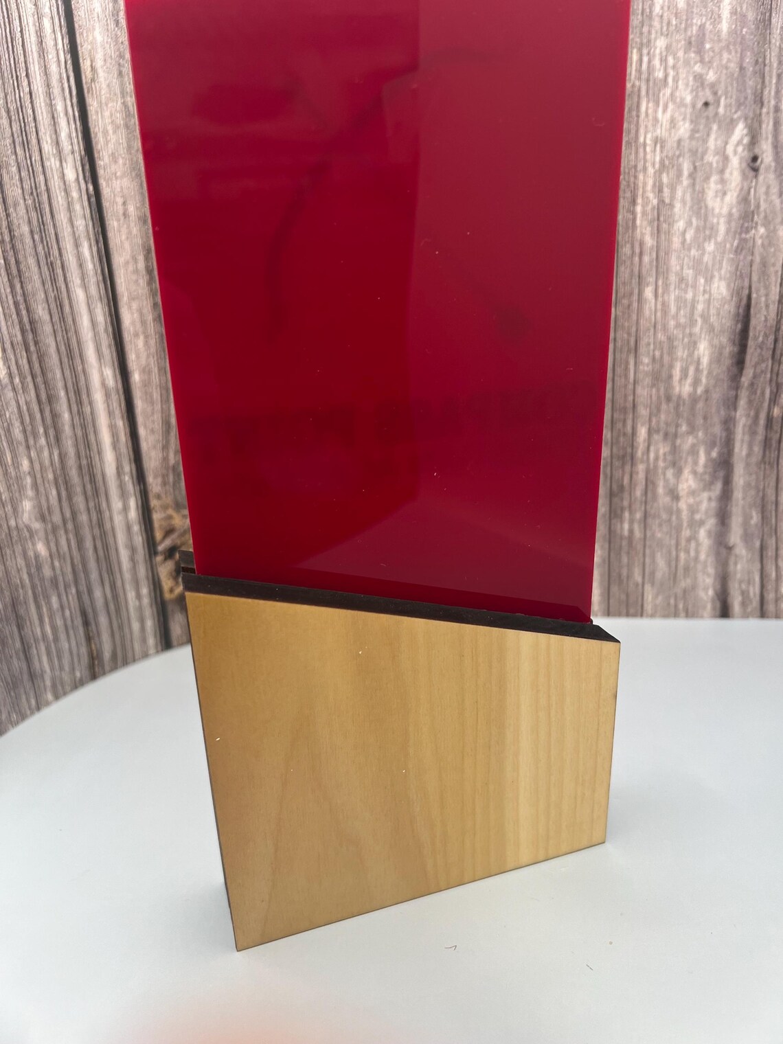 Acrylic and Wood Trophy . Laser Engraved . Hand Finished . Awards . - Etsy