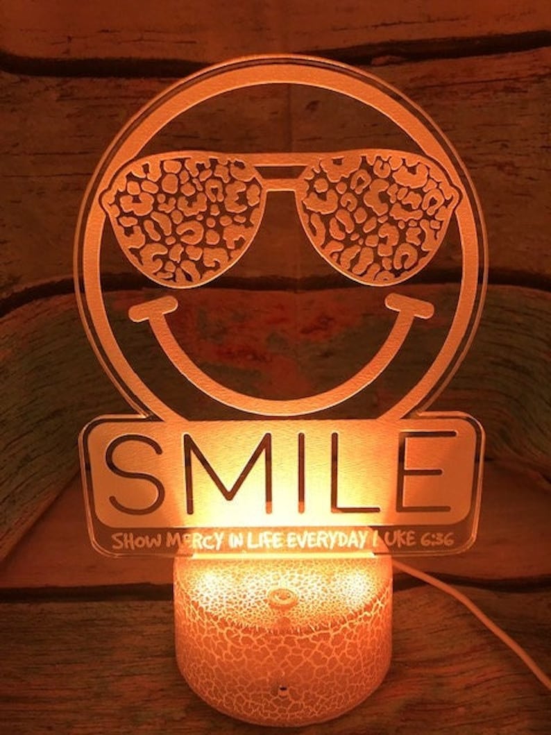 Smiley Face With Bible Verse LED Tabletop Light - Etsy