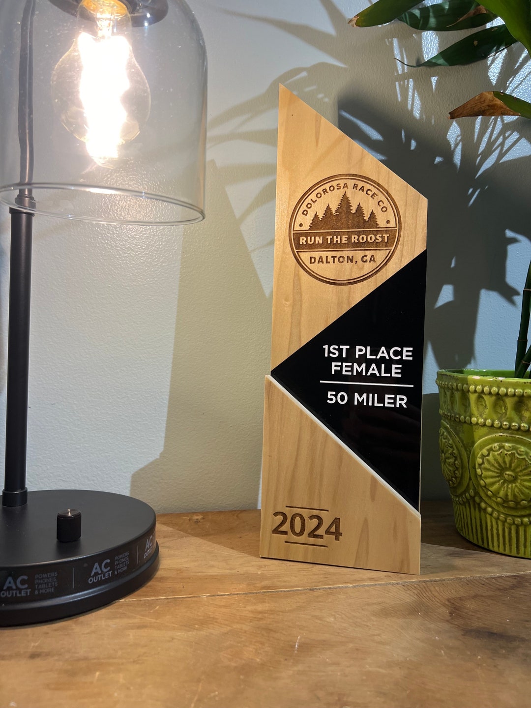 Acrylic and Wood Trophy . Laser Engraved . Hand Finished . Awards . - Etsy