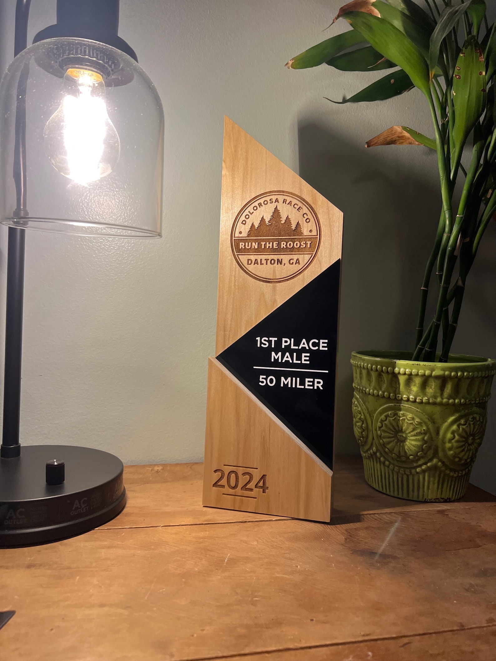 Acrylic and Wood Trophy . Laser Engraved . Hand Finished . Awards . - Etsy