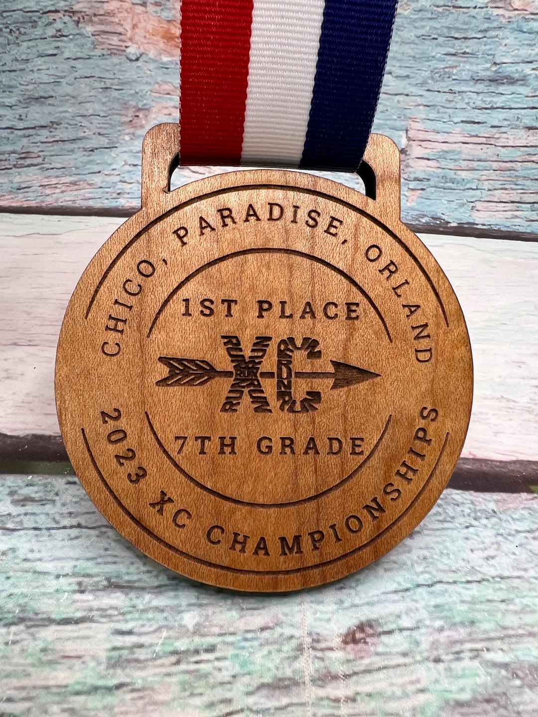 Custom Design . Wood Medal . XC . Laser Engraved . Hand Finished ...