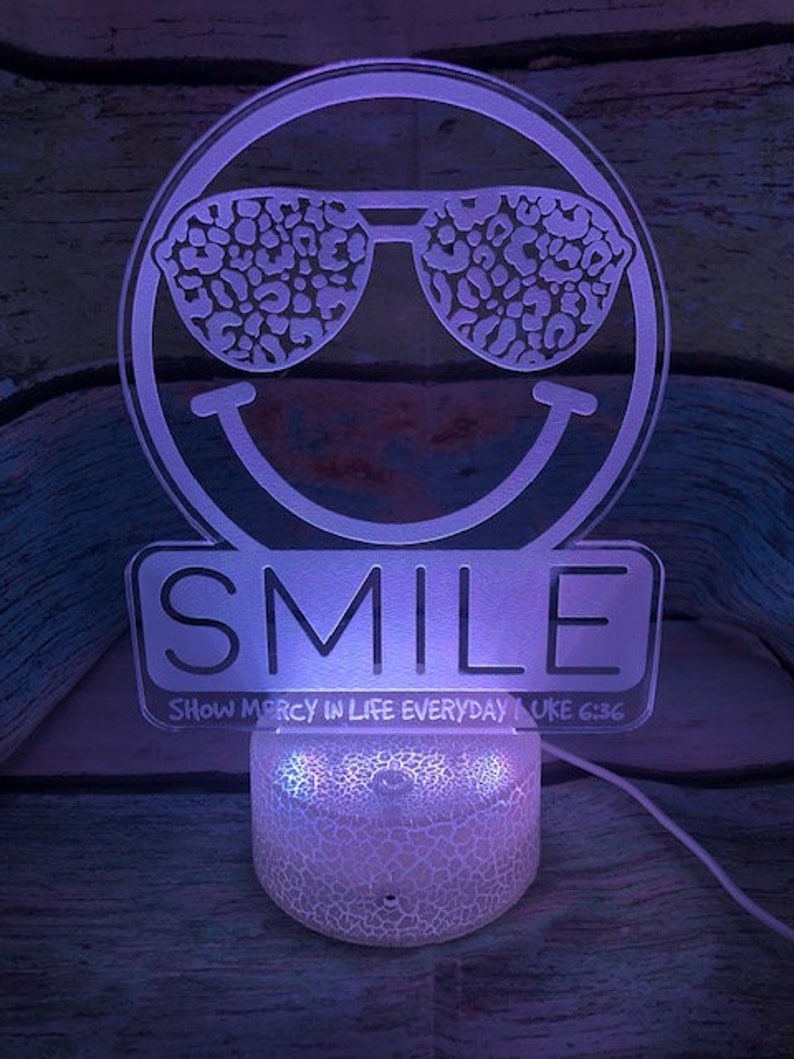 Smiley Face With Bible Verse LED Tabletop Light - Etsy