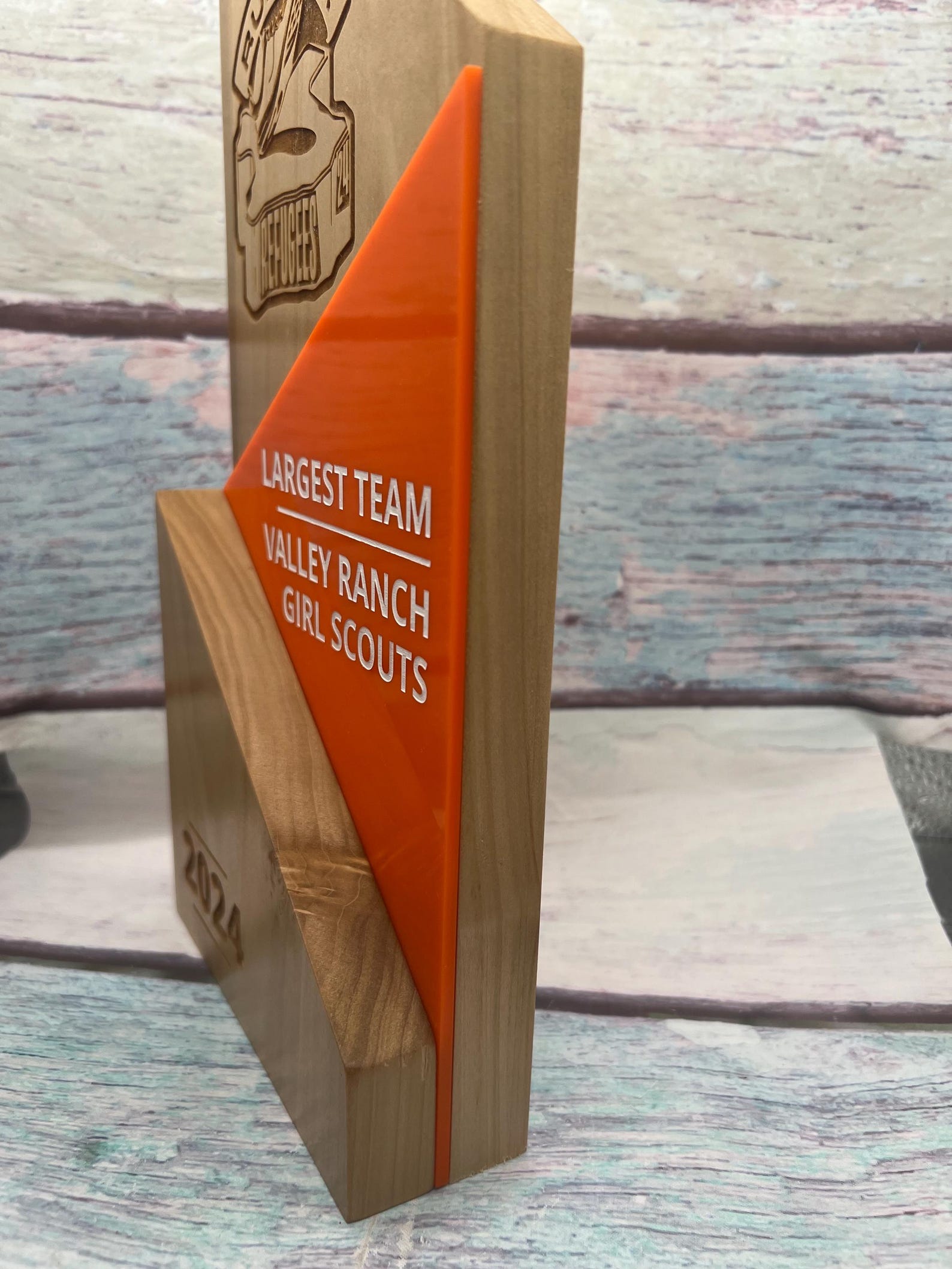 Acrylic and Wood Trophy . Laser Engraved . Hand Finished . Awards . - Etsy