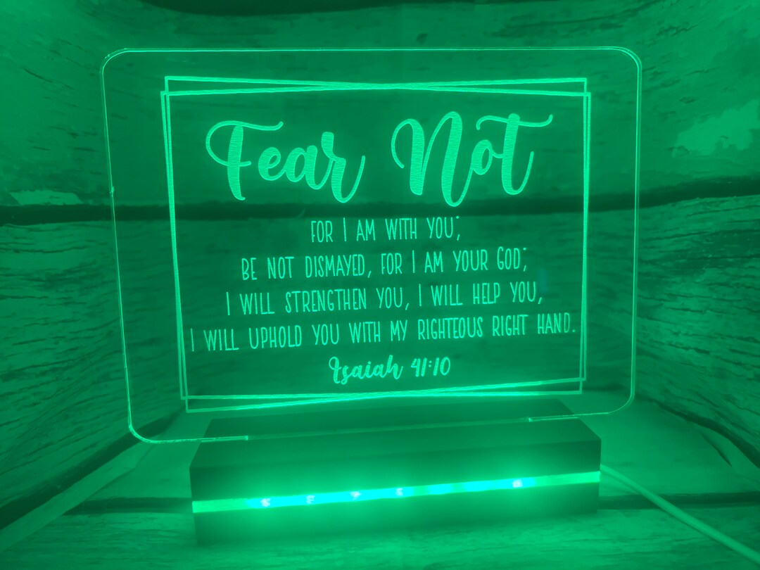 Bible Verse . LED . Fear Not . Tabletop Light . Wood . Edge-lit Base ...