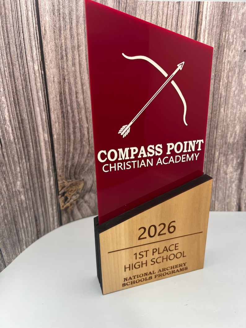 Acrylic and Wood Trophy . Laser Engraved . Hand Finished . Awards . - Etsy