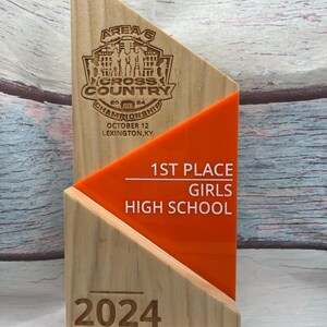 Acrylic and Wood Trophy . Laser Engraved . Hand Finished . Awards . - Etsy