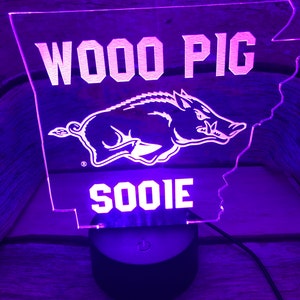 Arkansas Shape . Wooo Pig Sooie . Razorbacks . LED Desk Light . - Etsy