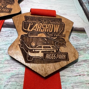Custom Design . Wood Medal . Car Show . Laser Engraved . Hand Finished ...