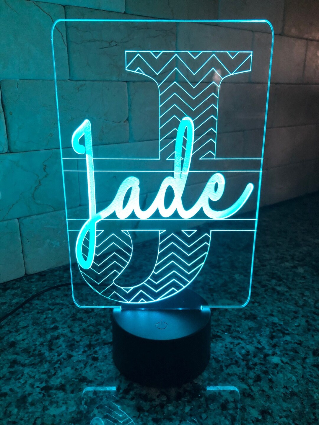 Personalized Chevron LED Desktop Light - Etsy