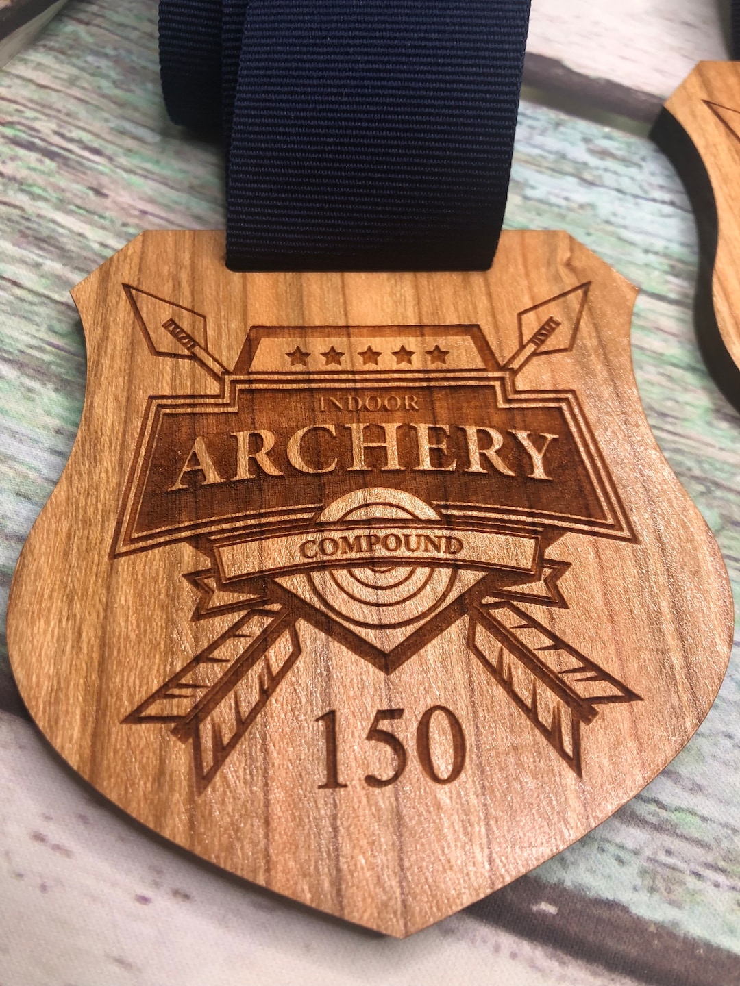 Custom Designed. Wood Archery Medals . Laser Engraved . Hand Finished ...