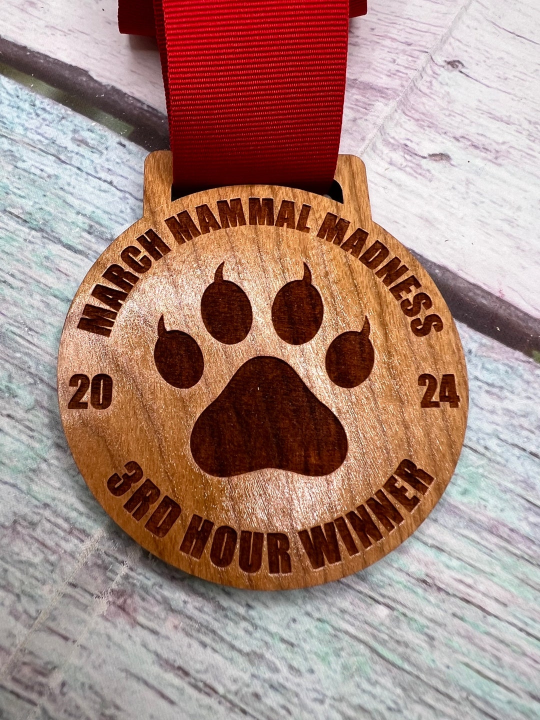 Custom Design . Wood Medal . 5K . Laser Engraved . Hand Finished ...