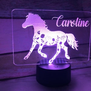 Floral Personalized Horse LED Light - Etsy
