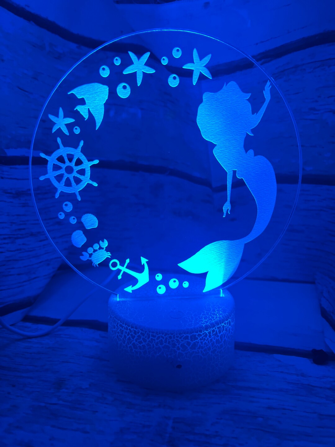 Round . Mermaid . Under the Sea . LED . Desk Light . Personalized - Etsy