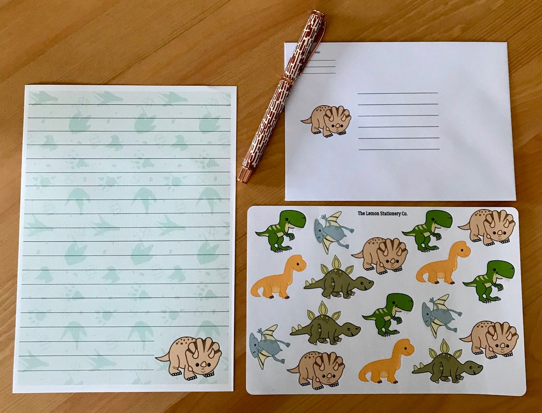 Triceratops Dinosaur Unique Stationery Set Printable Letter Writing ...