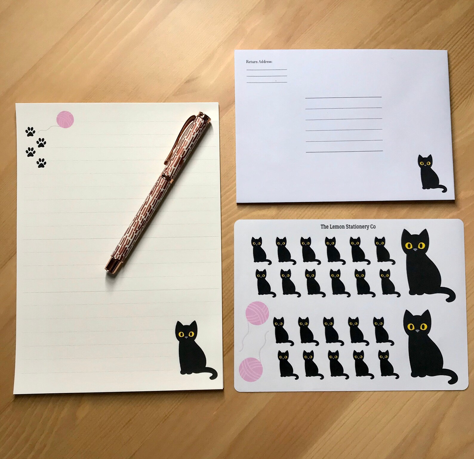 Yoshi Black Cat Unique Stationery Set Letter Writing | Etsy