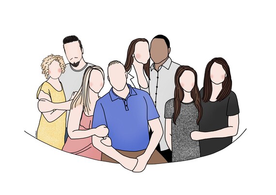 Items similar to Custom Extended-Family Illustration, Sketch, Digital ...