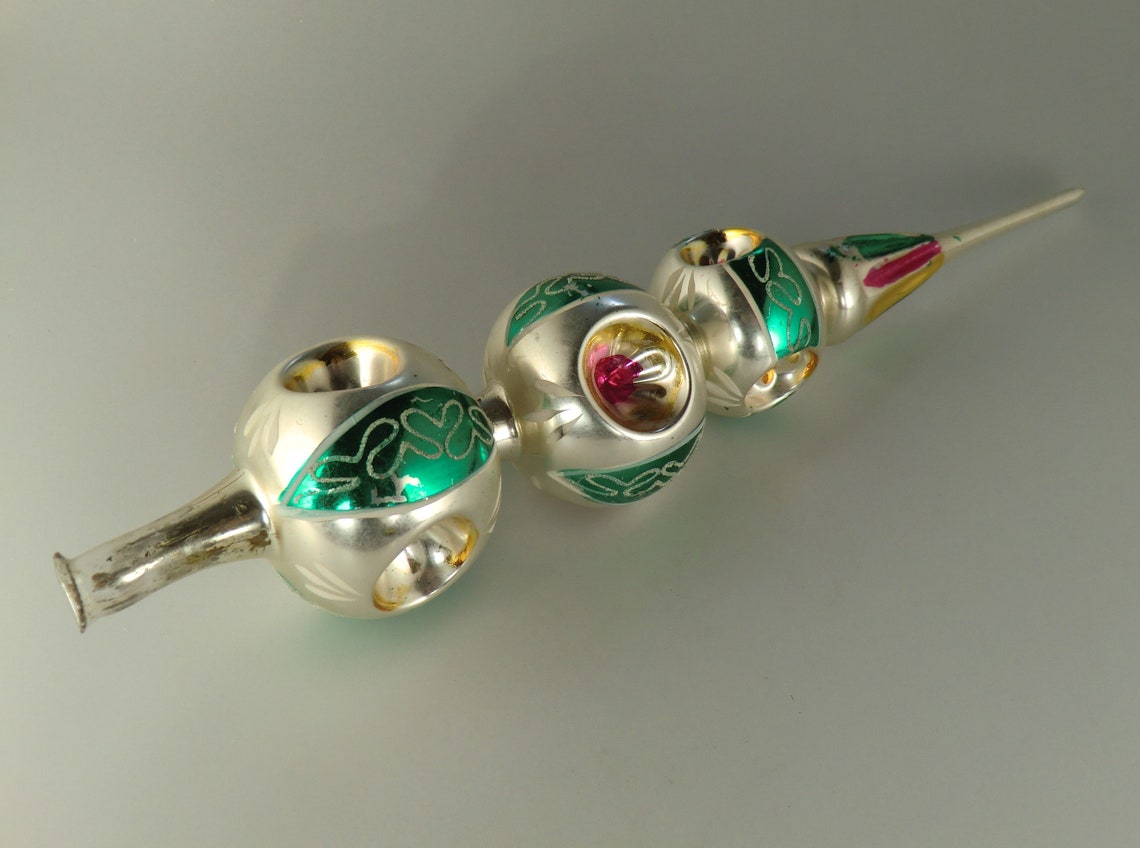 Vintage Bohemian Czech Glass Top Topper Christmas Tree With - Etsy