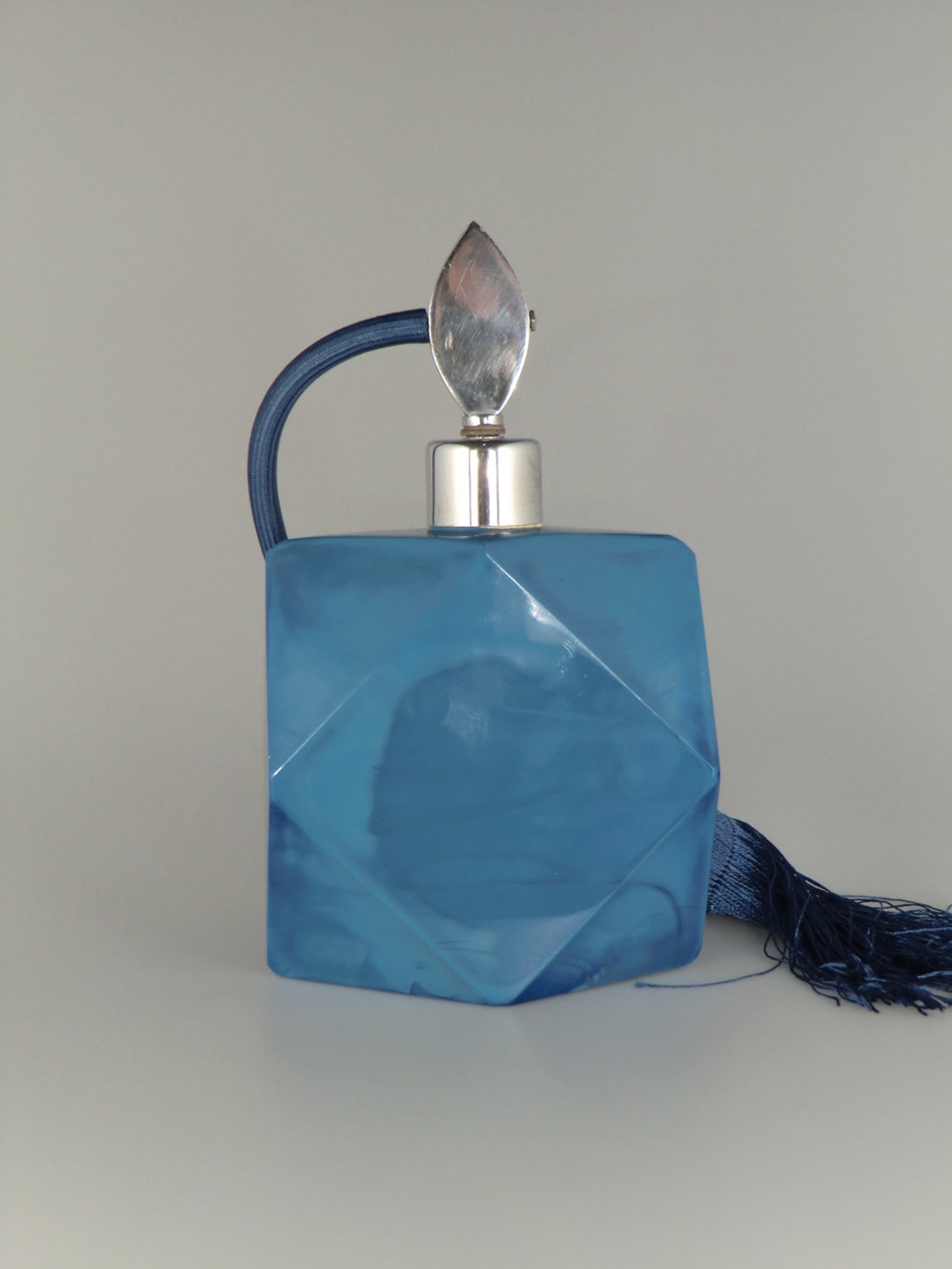 Bohemian Czech Art Deco Lapis Lazuli Blue Opaque Glass Perfume Bottle ...