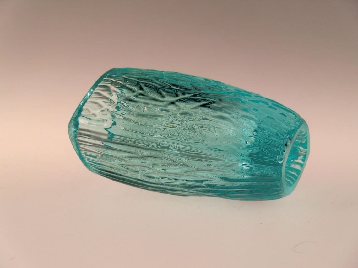 Bohemian Czech Art Glass Beryl Turquoise Pressed Vase by | Etsy