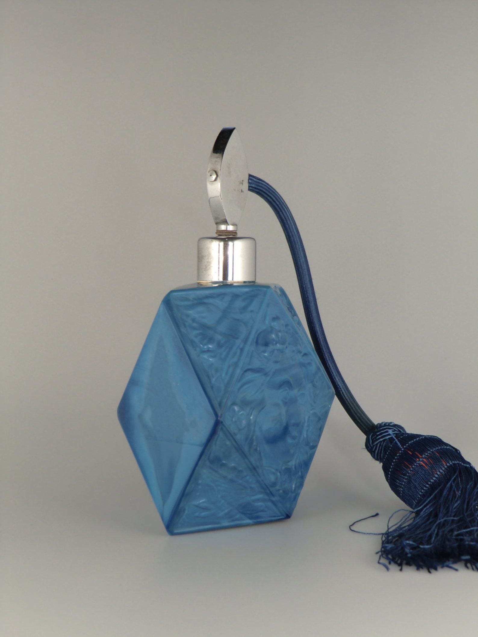 Bohemian Czech Art Deco Lapis Lazuli Blue Opaque Glass Perfume Bottle ...