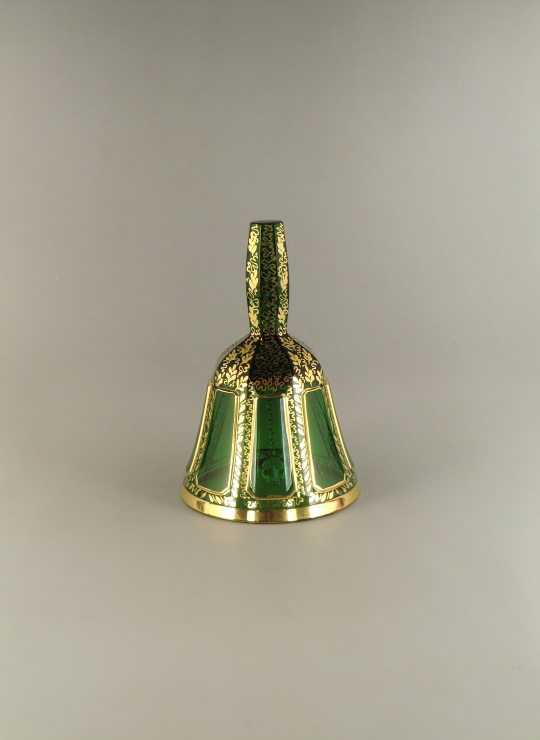 Bohemian Czech Painted Real Gold Glass Panels Cabochon Bell - Etsy