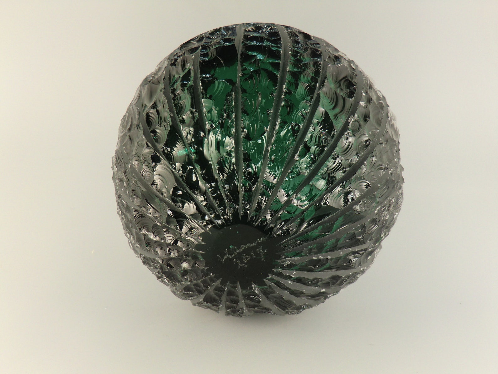 Bohemian Czech Vladimir Klein Art Glass Sculpture Object Clear Green ...