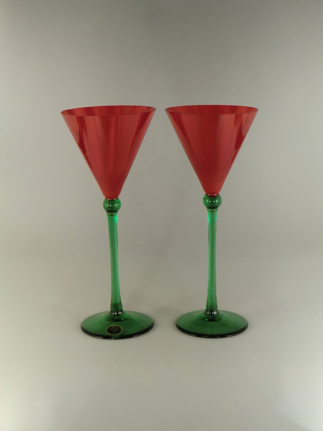 Amazing Czech Bohemian Two Colorful Cocktail Art Glasses - Friendly Set ...