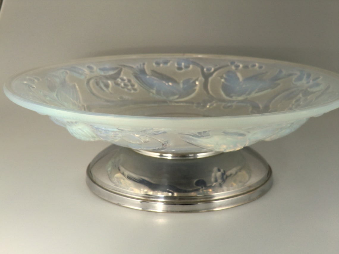 French Art Deco Opal Opalescent Glass Bowl Tray With Relief Of Etsy
