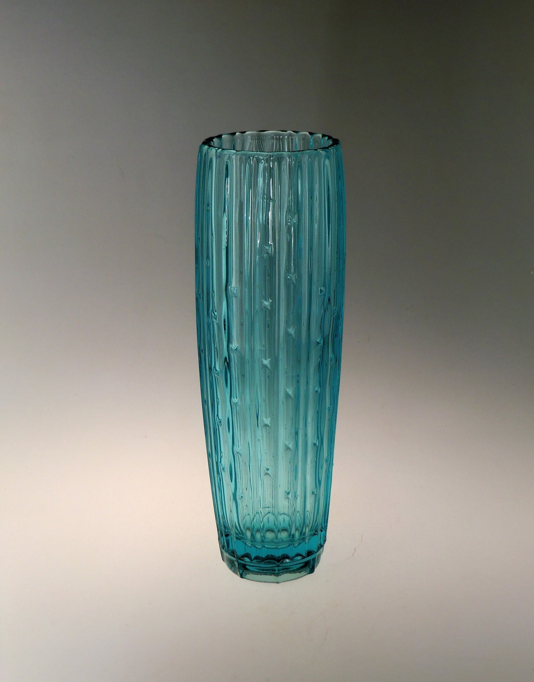 Bohemian Czech Libochovice Art Glass Turquoise Vase by Rudolf Jurnikl ...