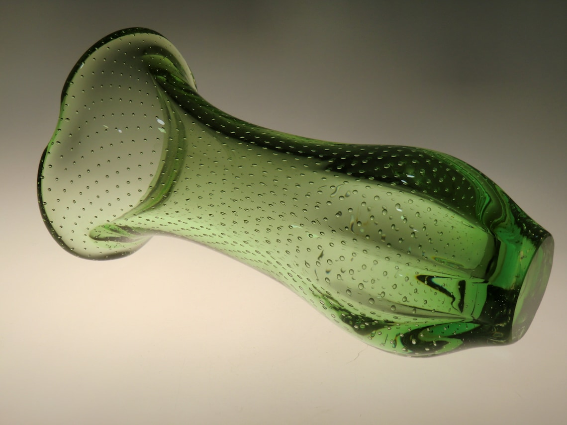 Bohemian Czech Moser Karlovarske Sklo Art Glass Green Vase by | Etsy