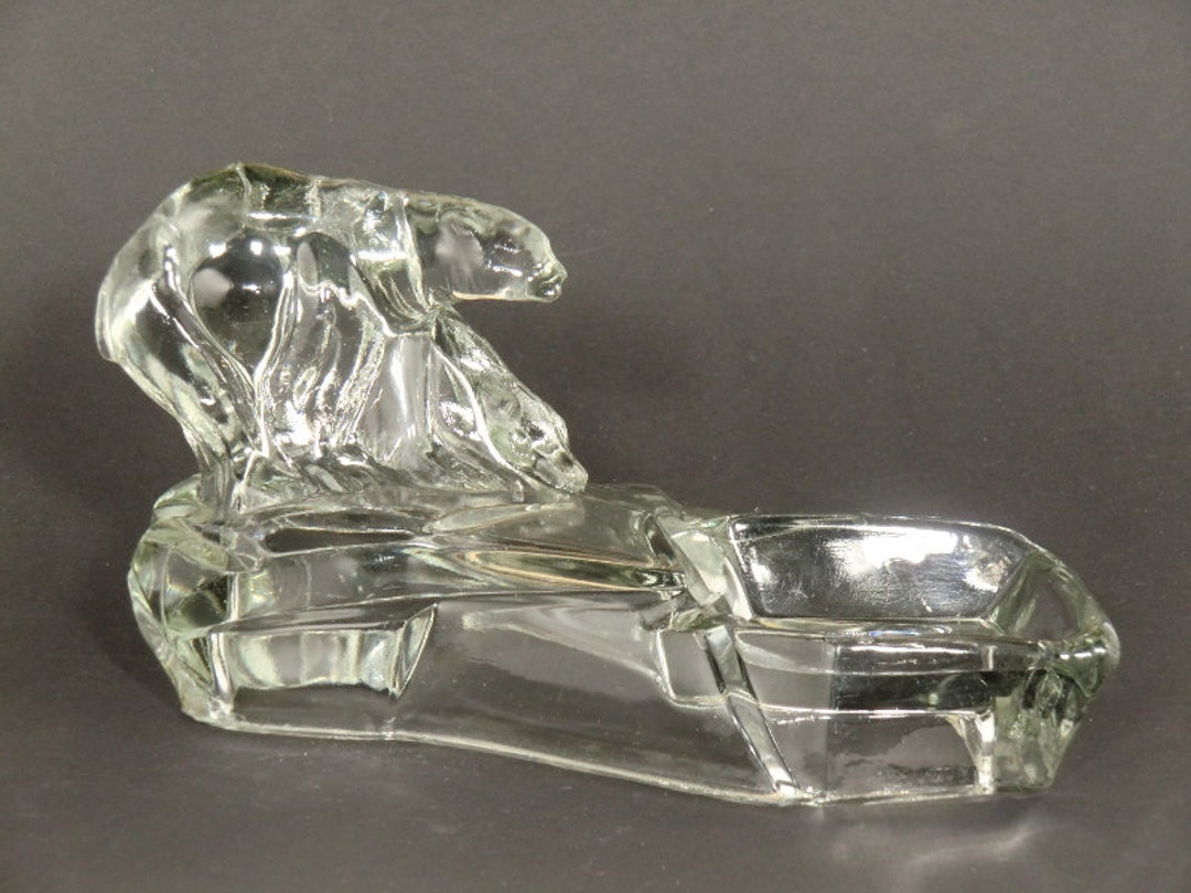 Bohemian Czech Libochovice Art Deco Glass Ashtray W Polar Bears by ...