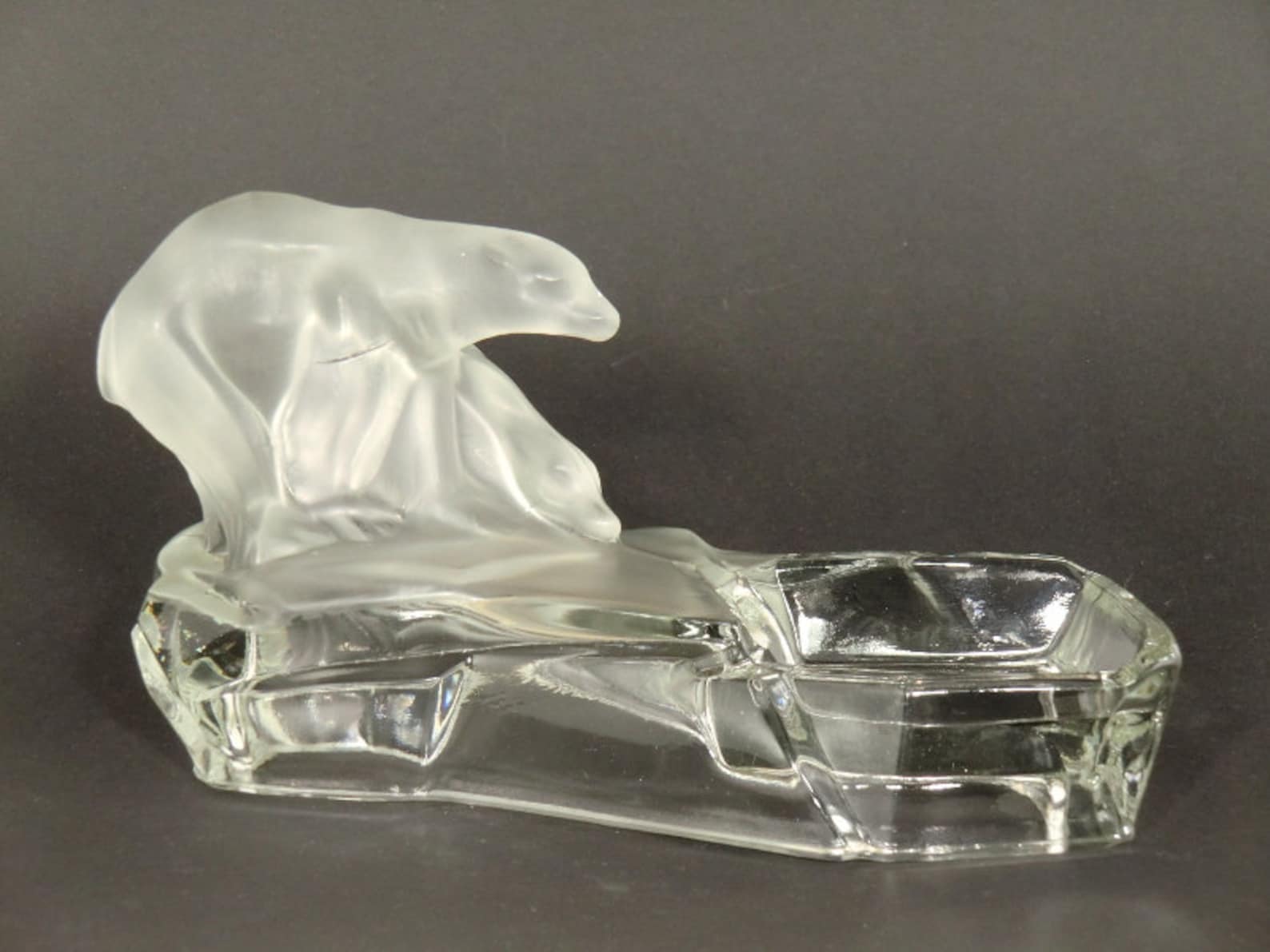 Czech Bohemian Libochovice Art Deco Glass Ashtray With Polar Bears by ...