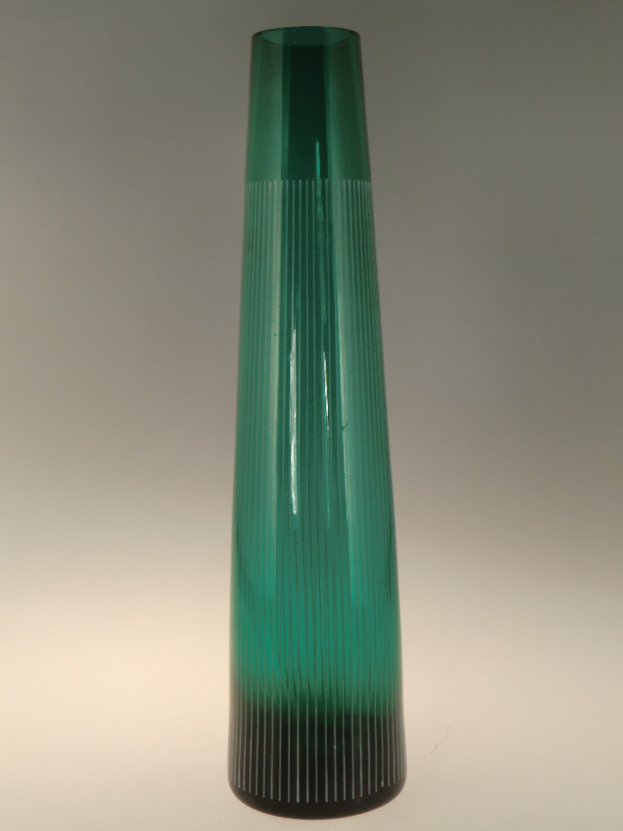 Bohemian Czech Art Glass Deep Green Vase by Jan Gabrhel for Chlum U ...