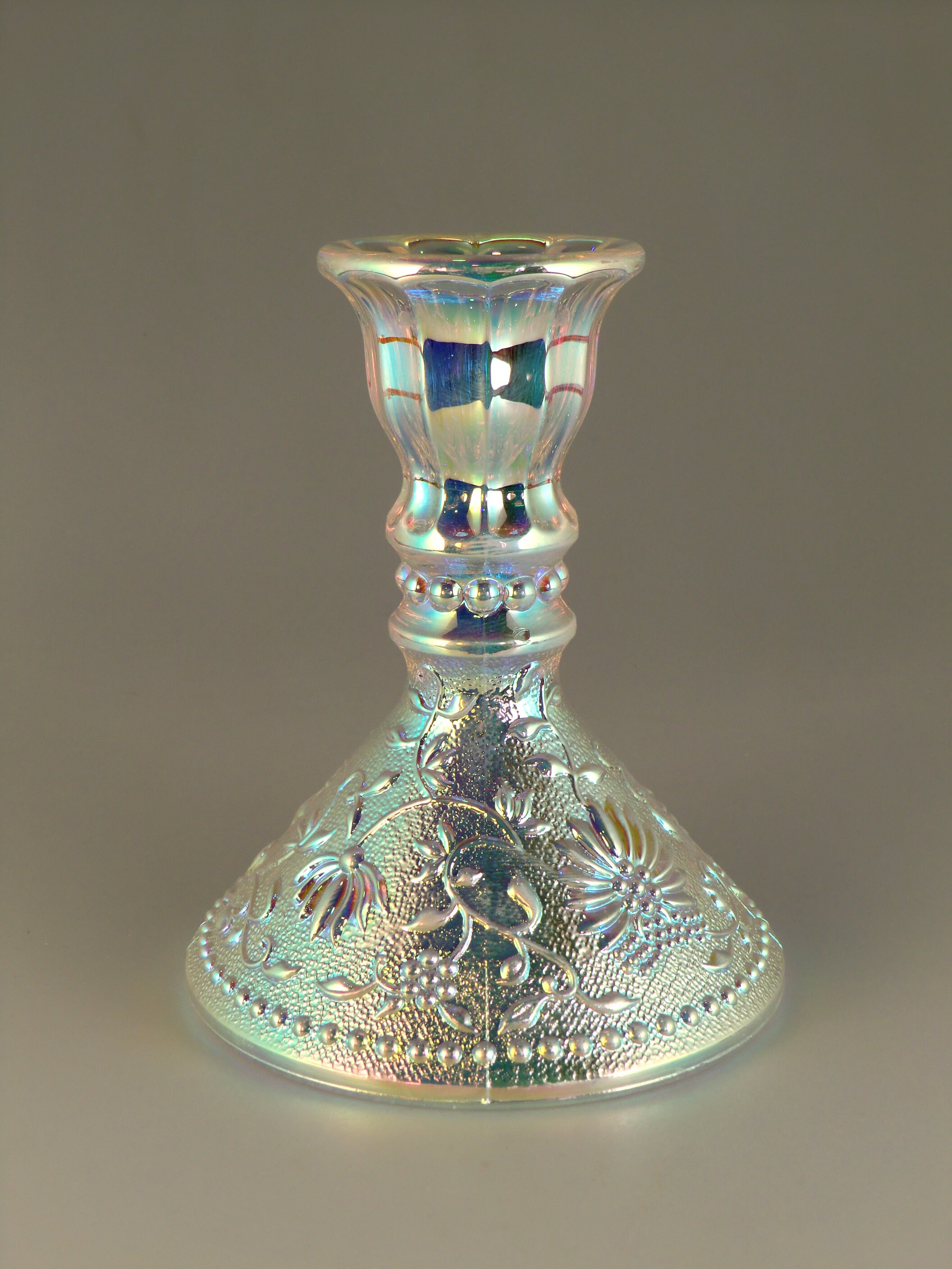 Bohemian Czech Iris Iridescent Glass Candlestick Candleholder by Pavel ...